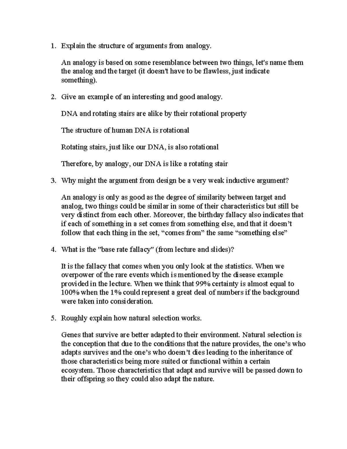 Tutorial 3 - Notes - Explain the structure of arguments from analogy ...