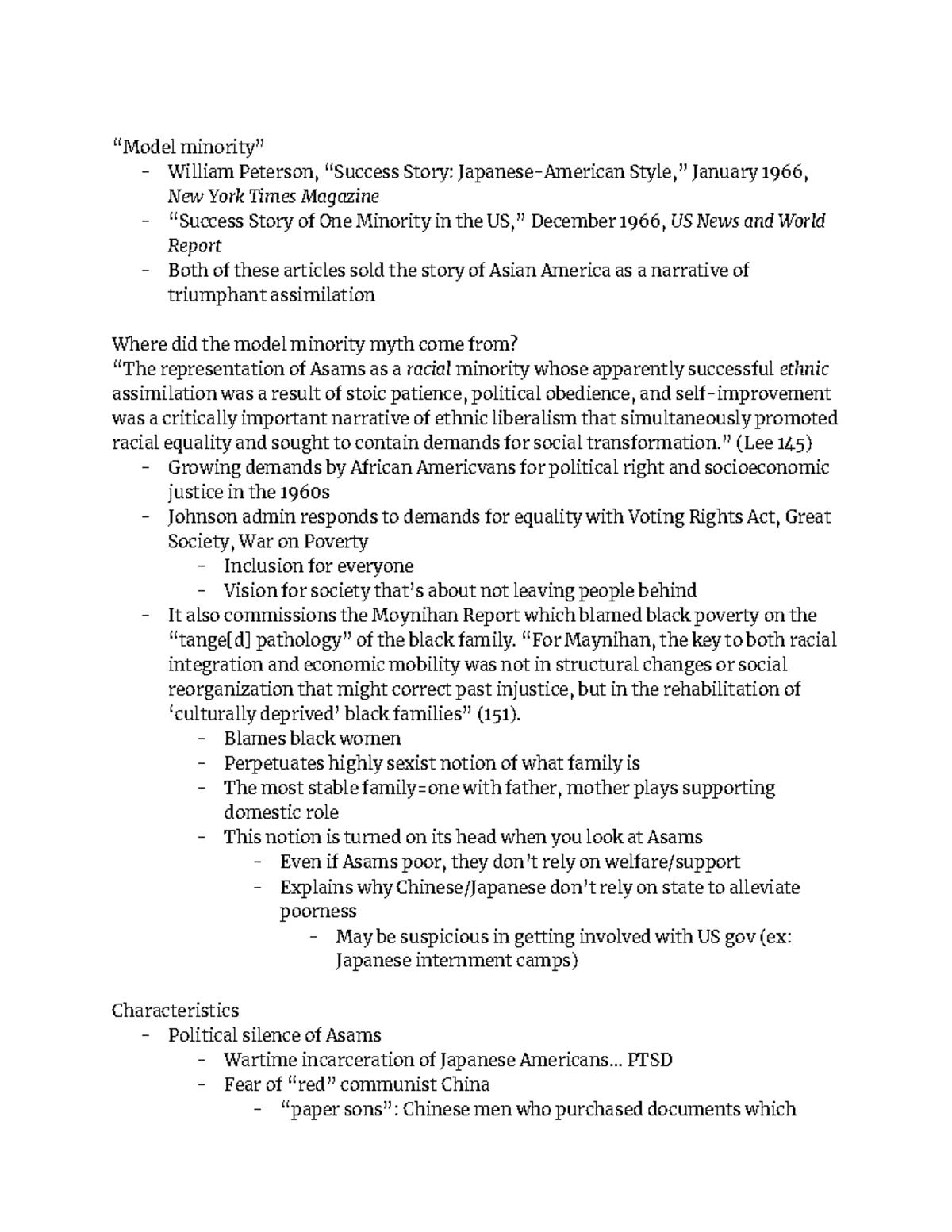 The Model Minority - Professor Julia Lee - ASAM 52 Lecture Notes ...