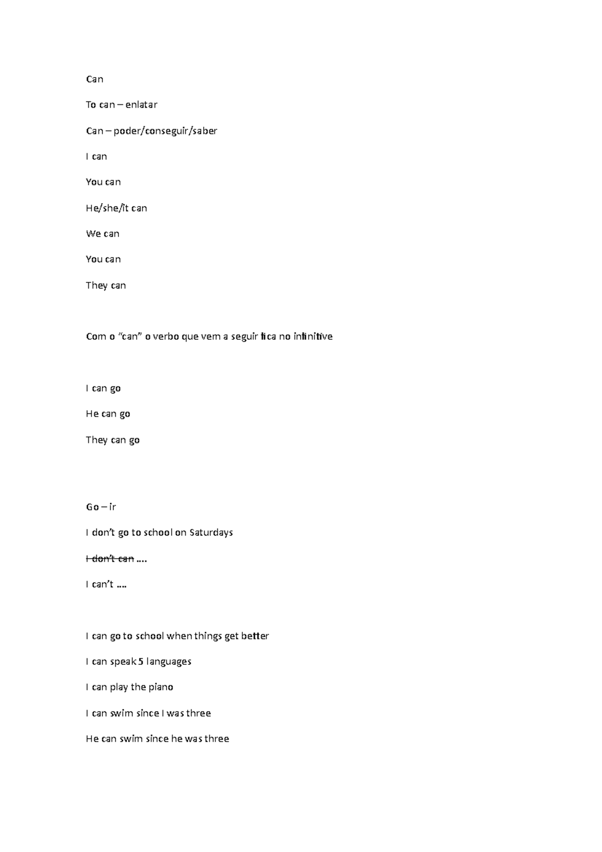 Can and Past Simple - Can To can – enlatar Can – poder/conseguir/saber ...