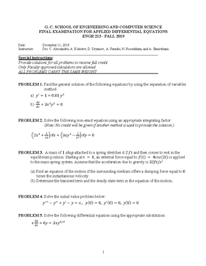 Final Sample 1 engr 213 - ENGR-213 FINAL EXAM (SAMPLE) This is just a sample; it gives an idea ...
