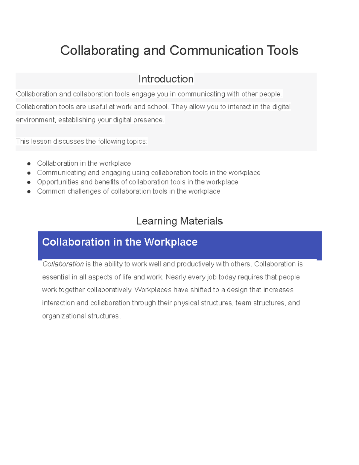 Collaborating and Communication Tools - Collaborating and Communication ...