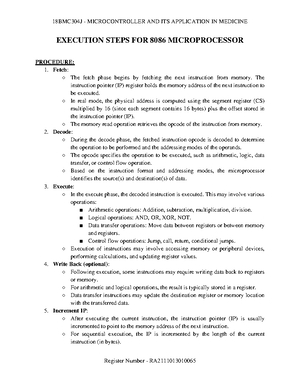 Microcontroller - Simple Program: 1) Load 45H into external memory location 800 Mov DPTR, Mov A ...