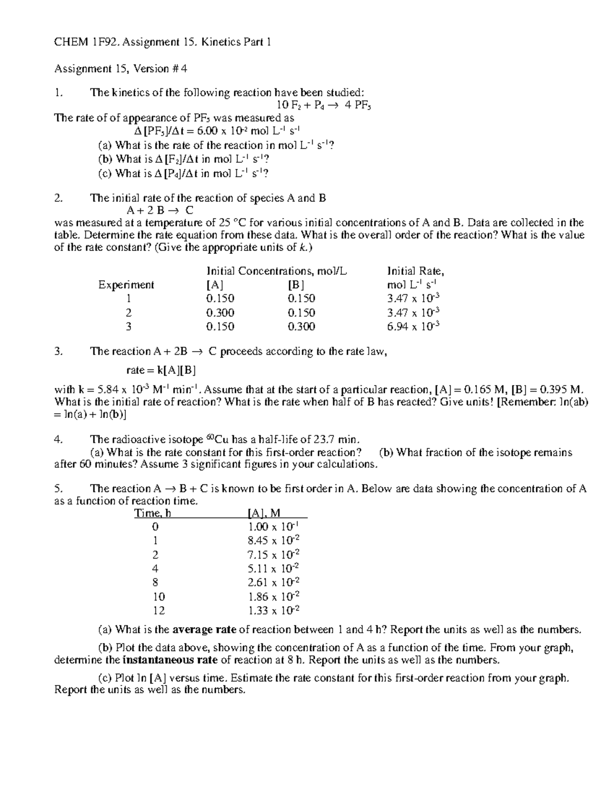 assignment 18- entropy, free energy and equilibrium - CHEM 1F92 ...
