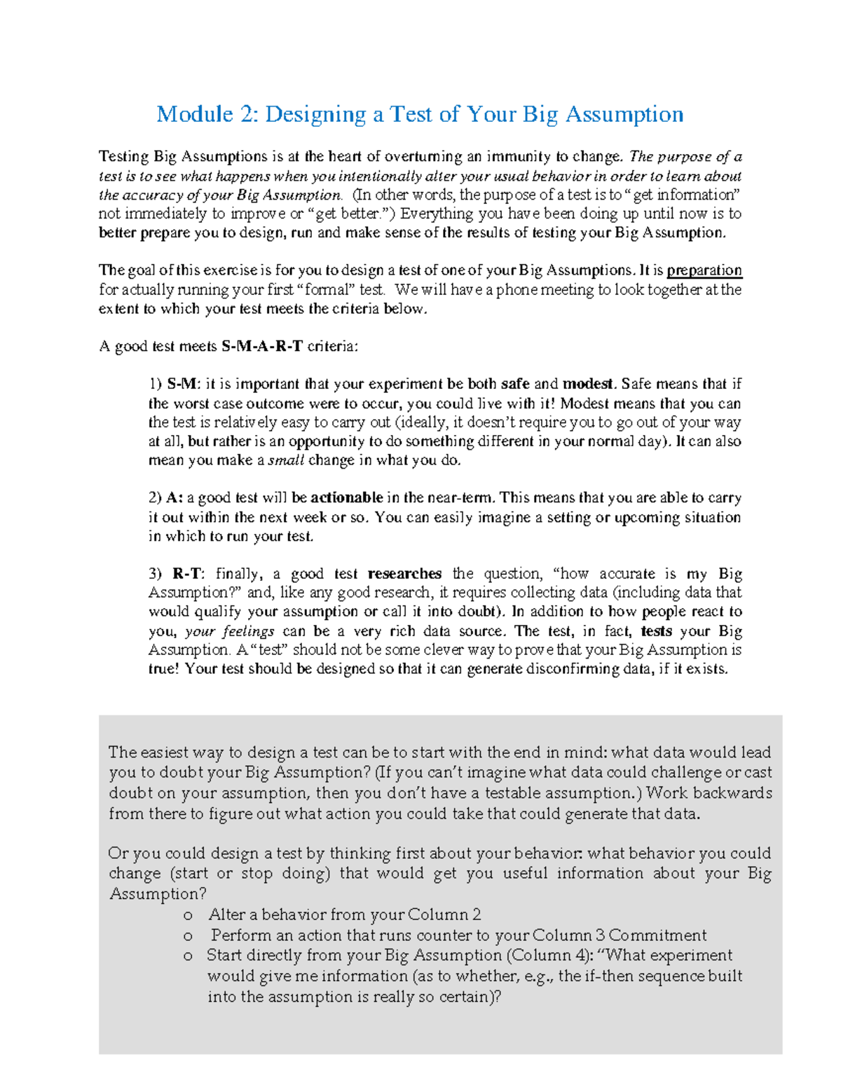 Module 2 - Instructions to Design a Test - Module 2: Designing a Test ...