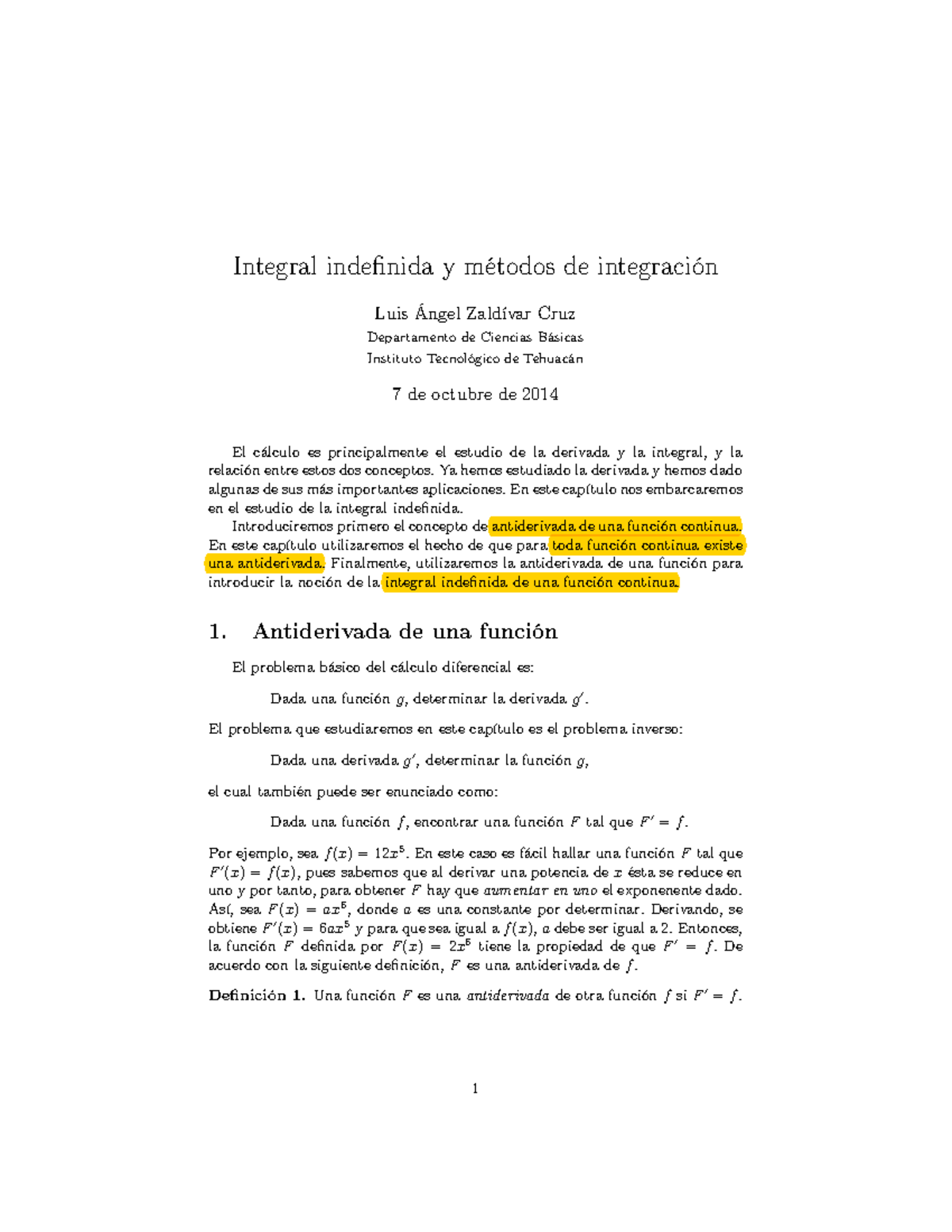 1-Lectura del tema Integral Indefinida y Métodos de Integración - Integral indefinida y métodos ...