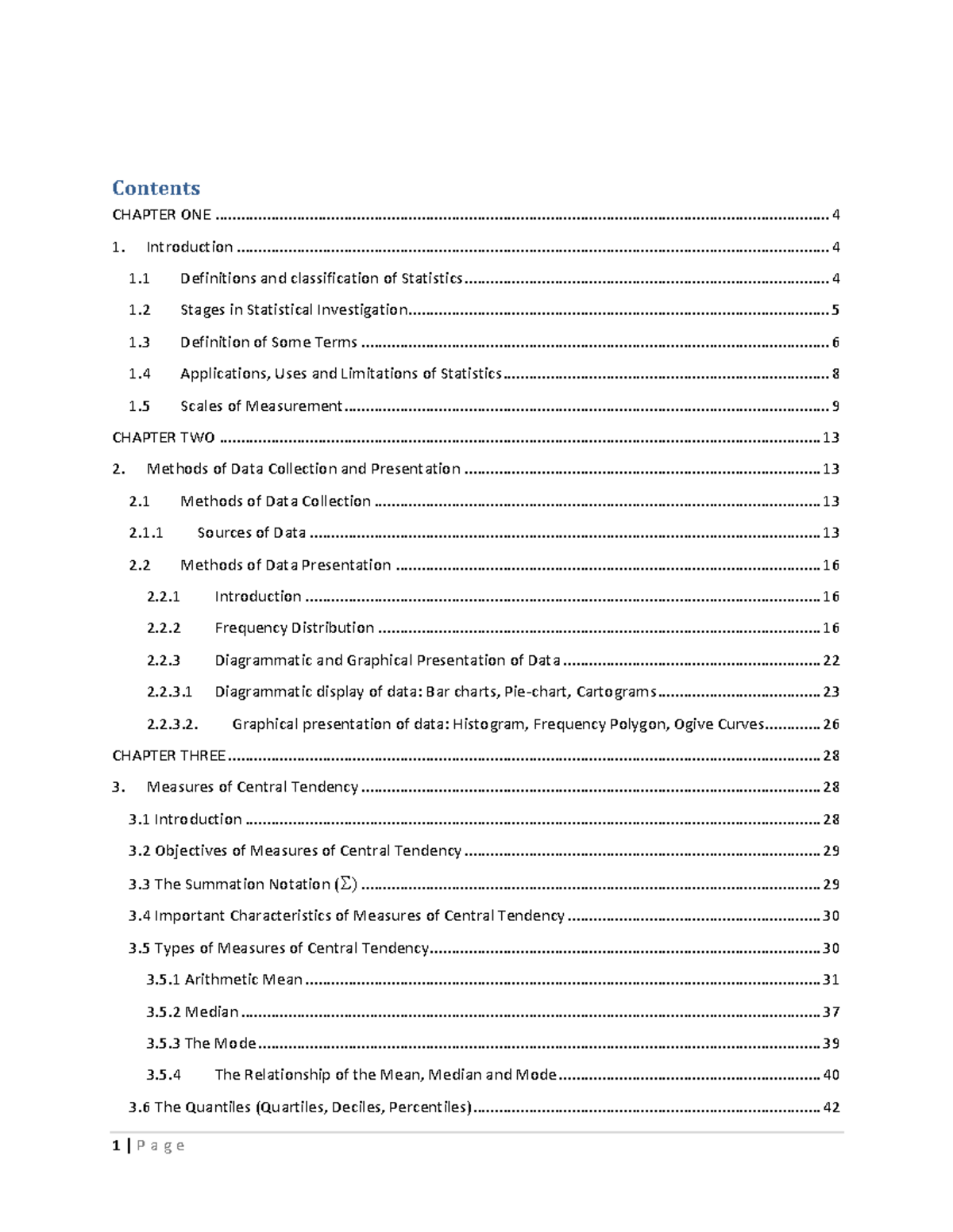 Basic statistics vocabulary - Contents CHAPTER ONE Introduction 1 ...