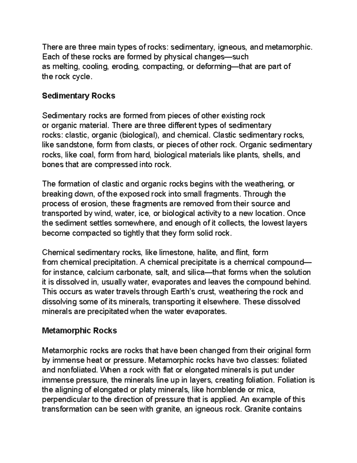 Types of rocks - There are three main types of rocks: sedimentary ...