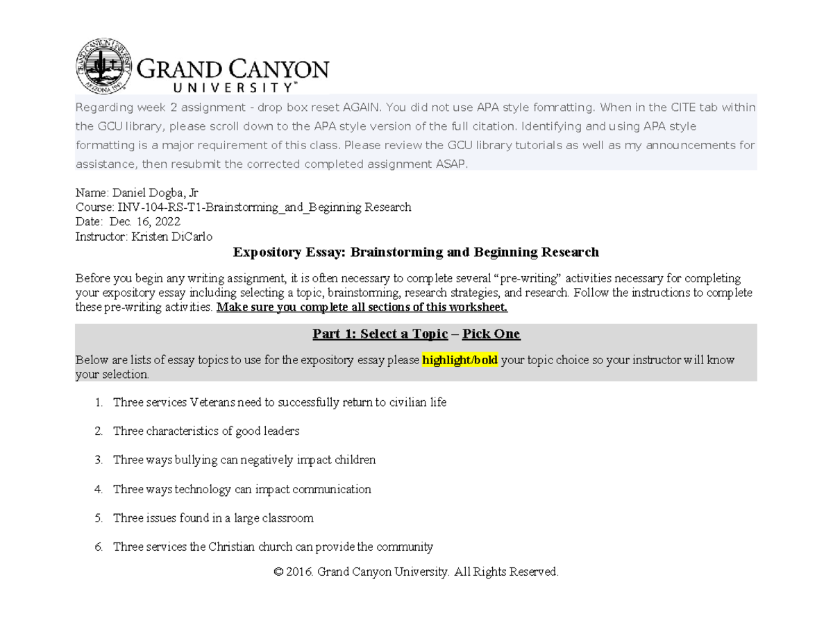 UNV-104-RS-T1-Brainstorming and Beginning Research Worksheet ...