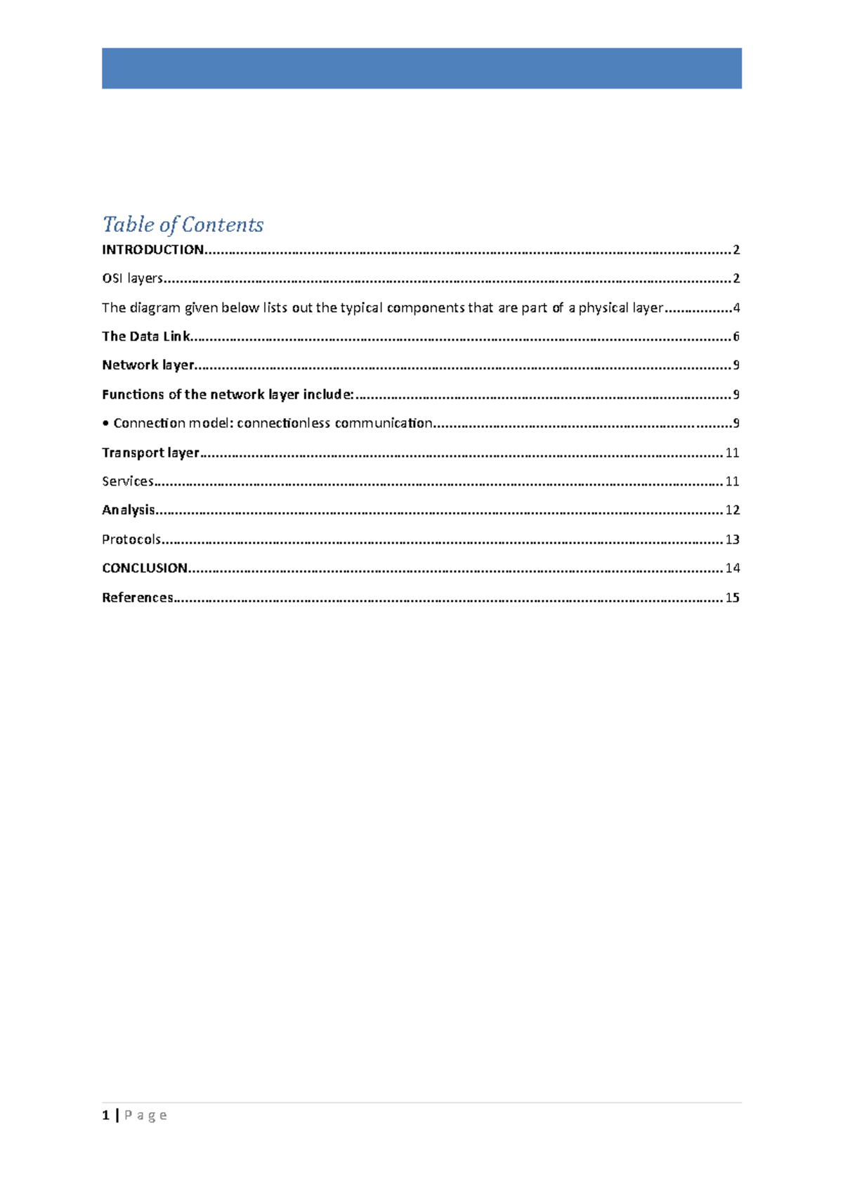 Networks Assignment - Table of Contents INTRODUCTION - Studocu