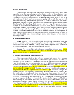 Ethical Considerations Sample - Ethical Considerations The ethical ...
