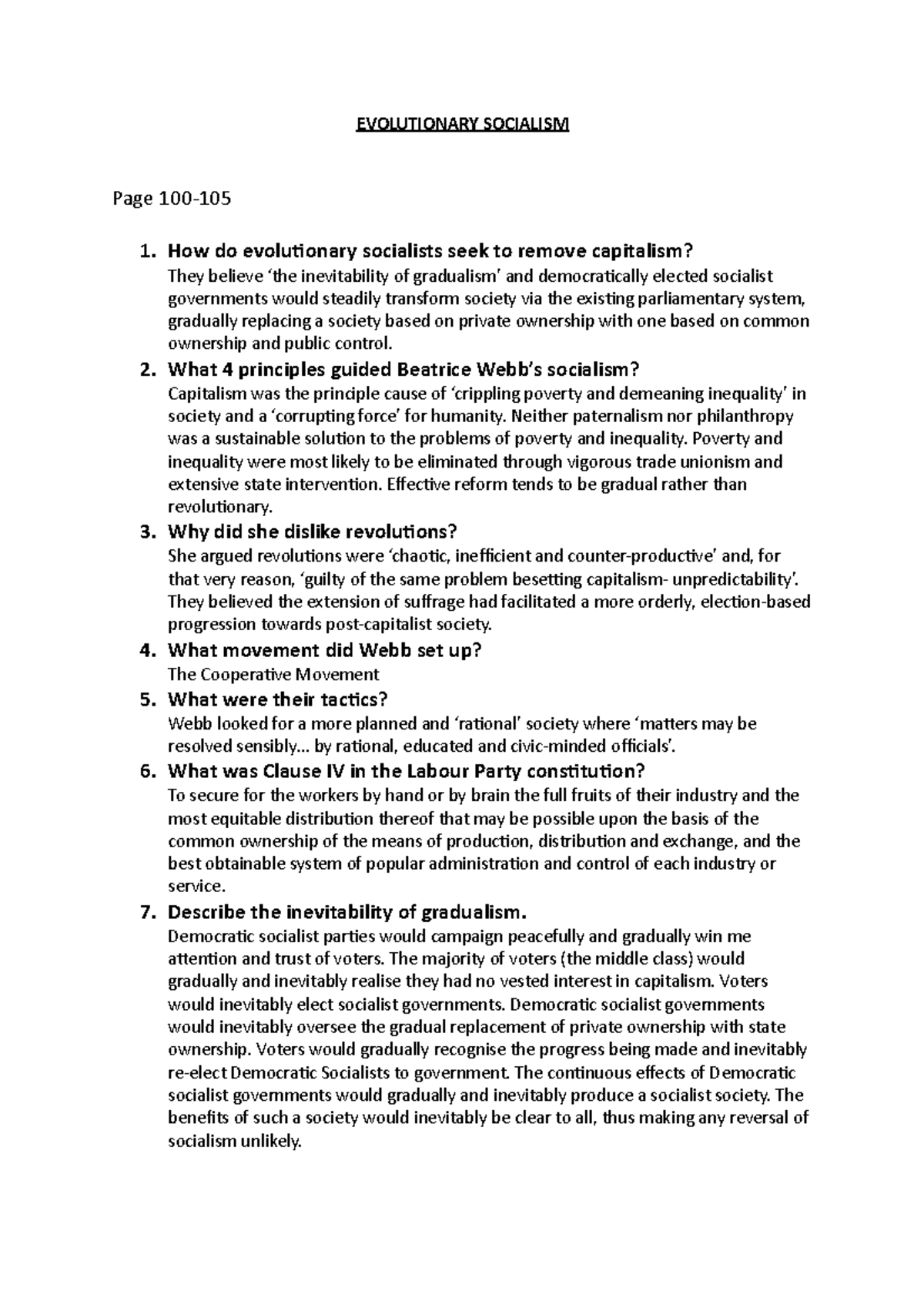 Evolutionary Socialism 1 - EVOLUTIONARY SOCIALISM Page 100- 1. How do ...