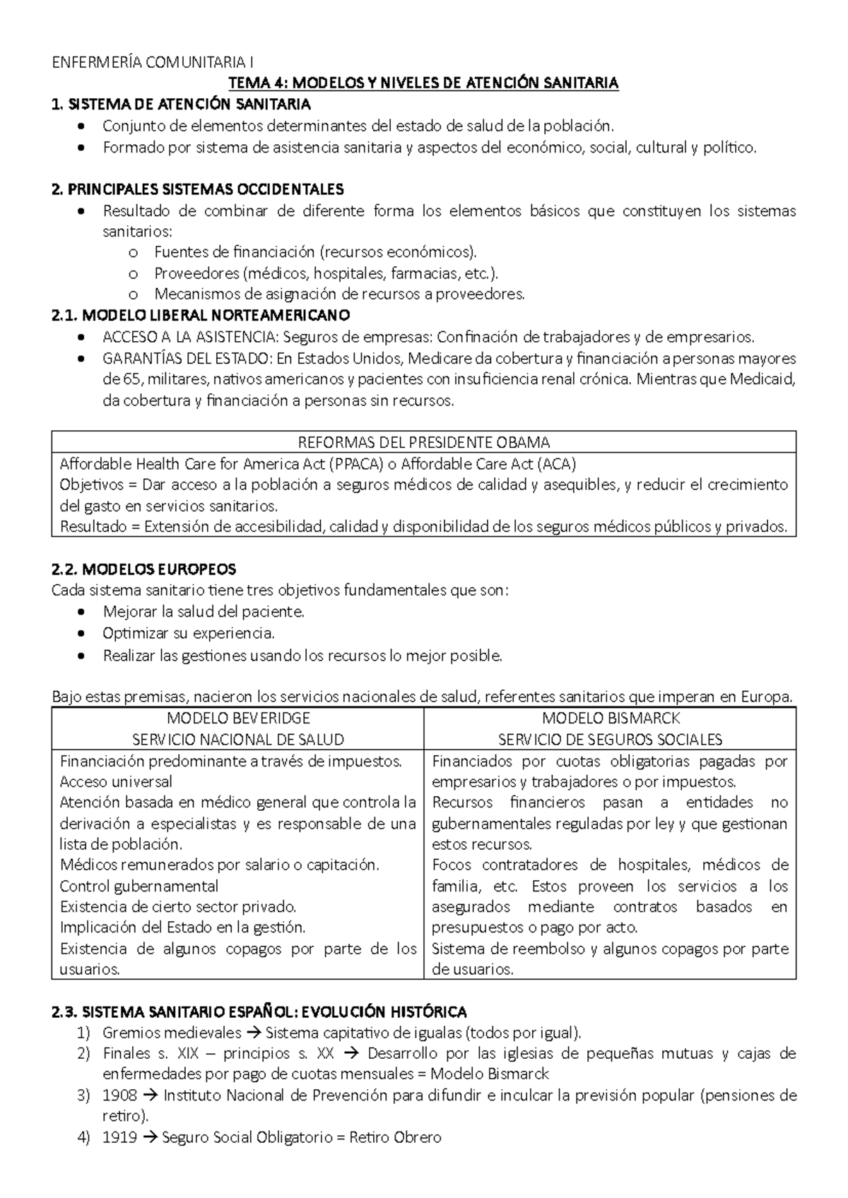 4-Modelos y niveles - Tema 4 de Enfermería Comunitaria I - ENFERMERÍA COMUNITARIA I TEMA 4 ...