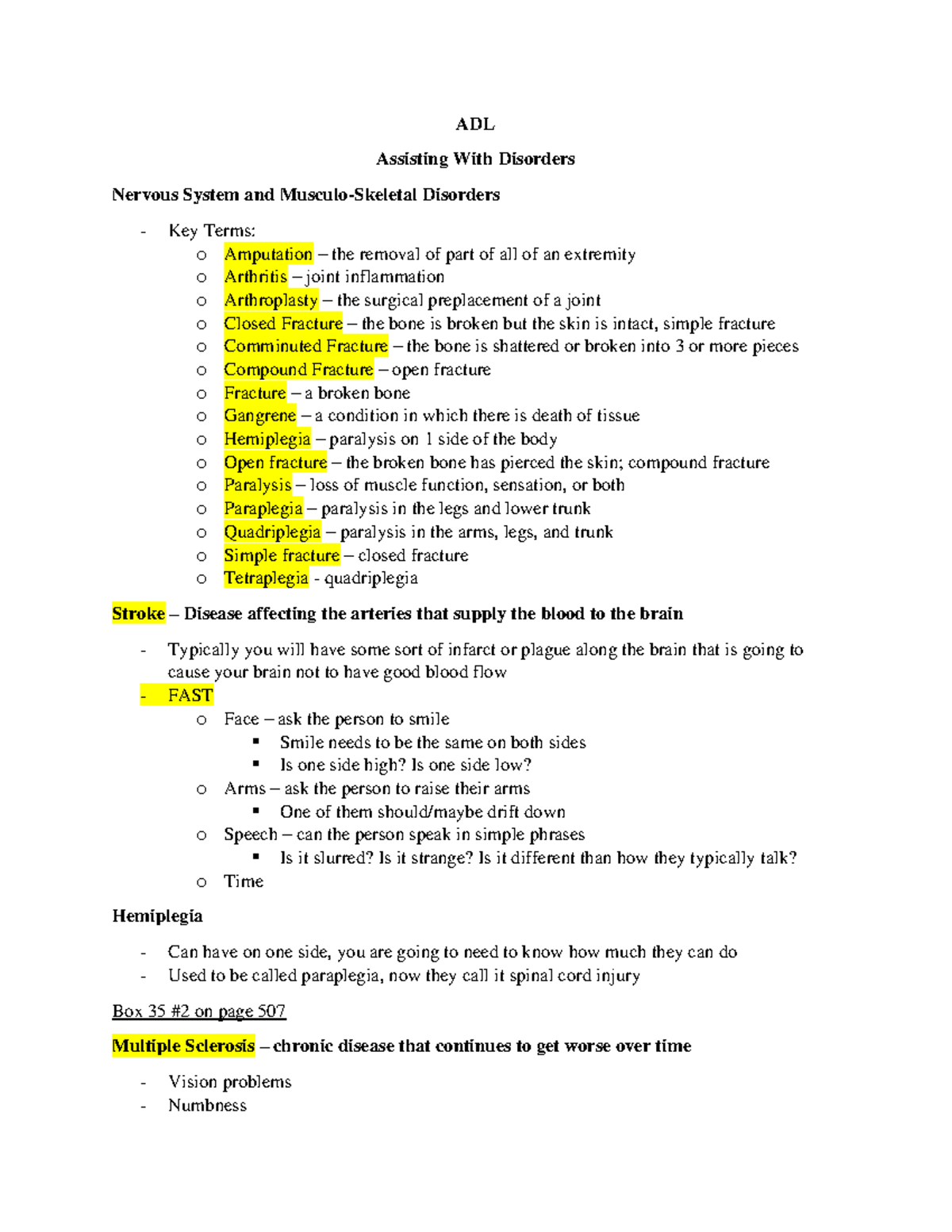 ADL - Assisting the Patient (NURS) - ADL Assisting With Disorders ...