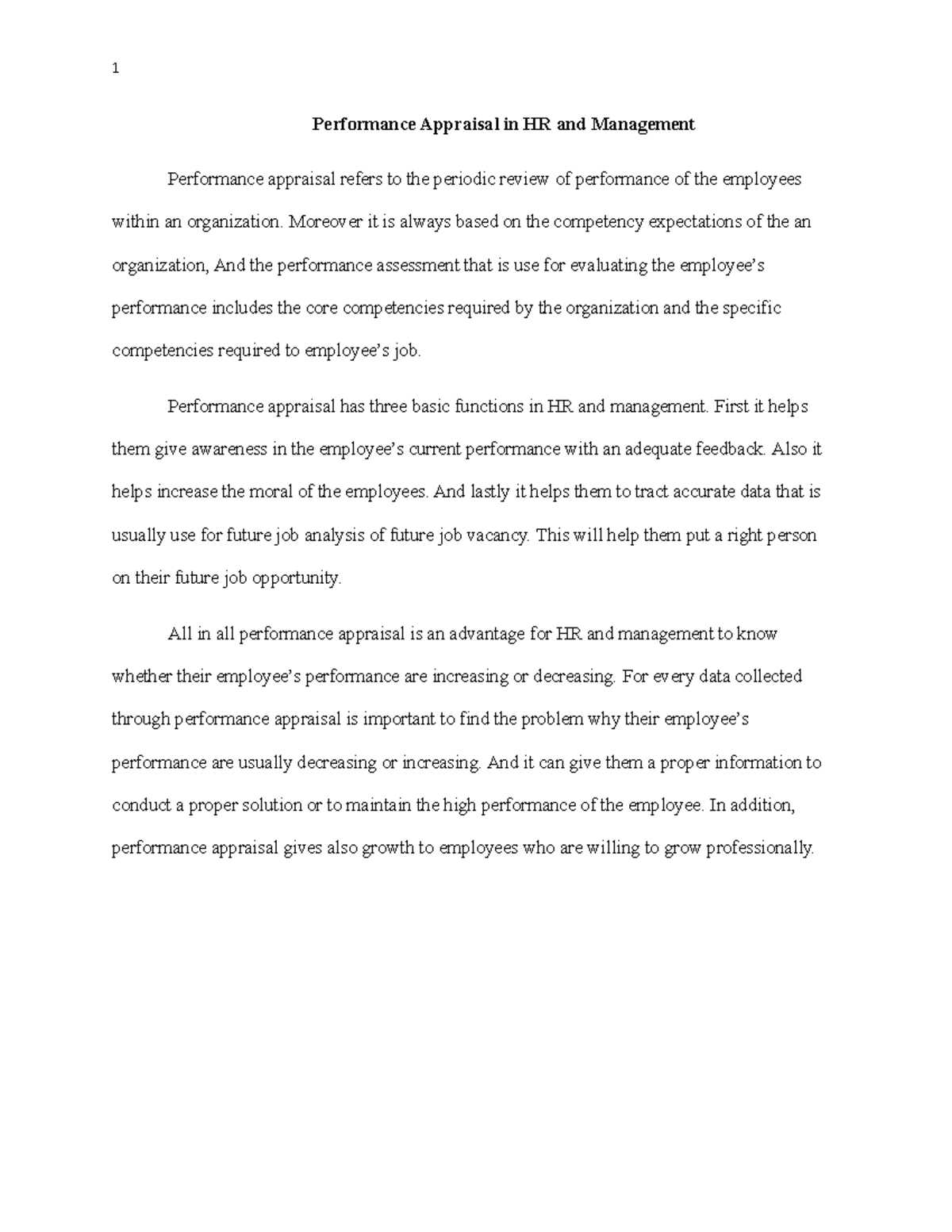 Performance Appraisal in HR and Management - 1 Performance Appraisal in ...