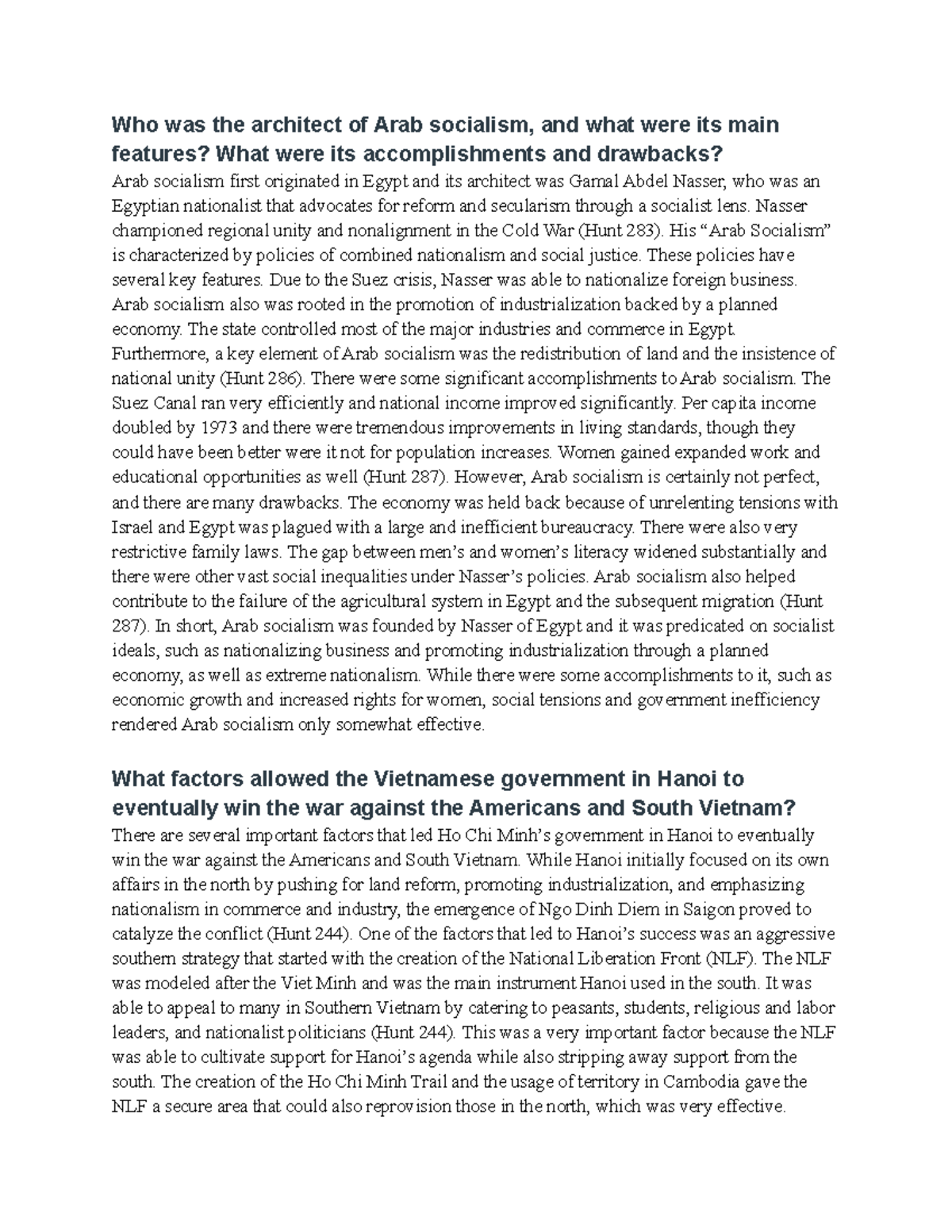 Week 5 Quiz - Quiz - Who was the architect of Arab socialism, and what ...