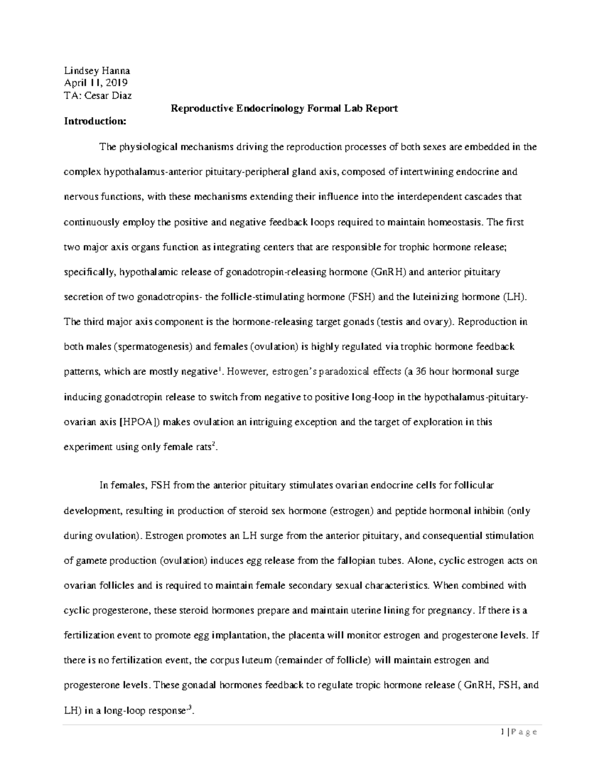 Reproductive Endocrinology Report Final V2 - Lindsey Hanna April 11 ...
