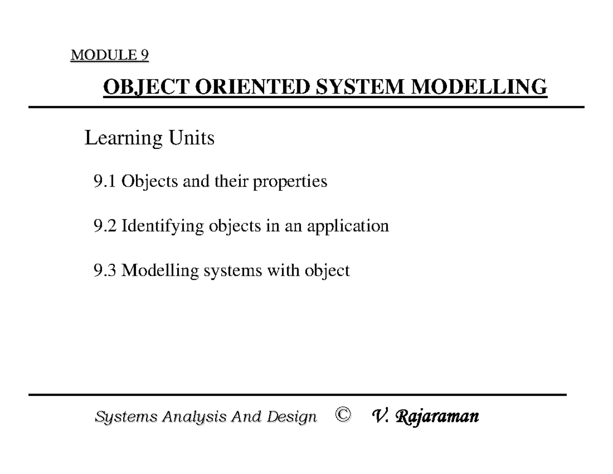 W9 Lesson 9 - Object Oriented Systems Modelling - Module - Copy ...