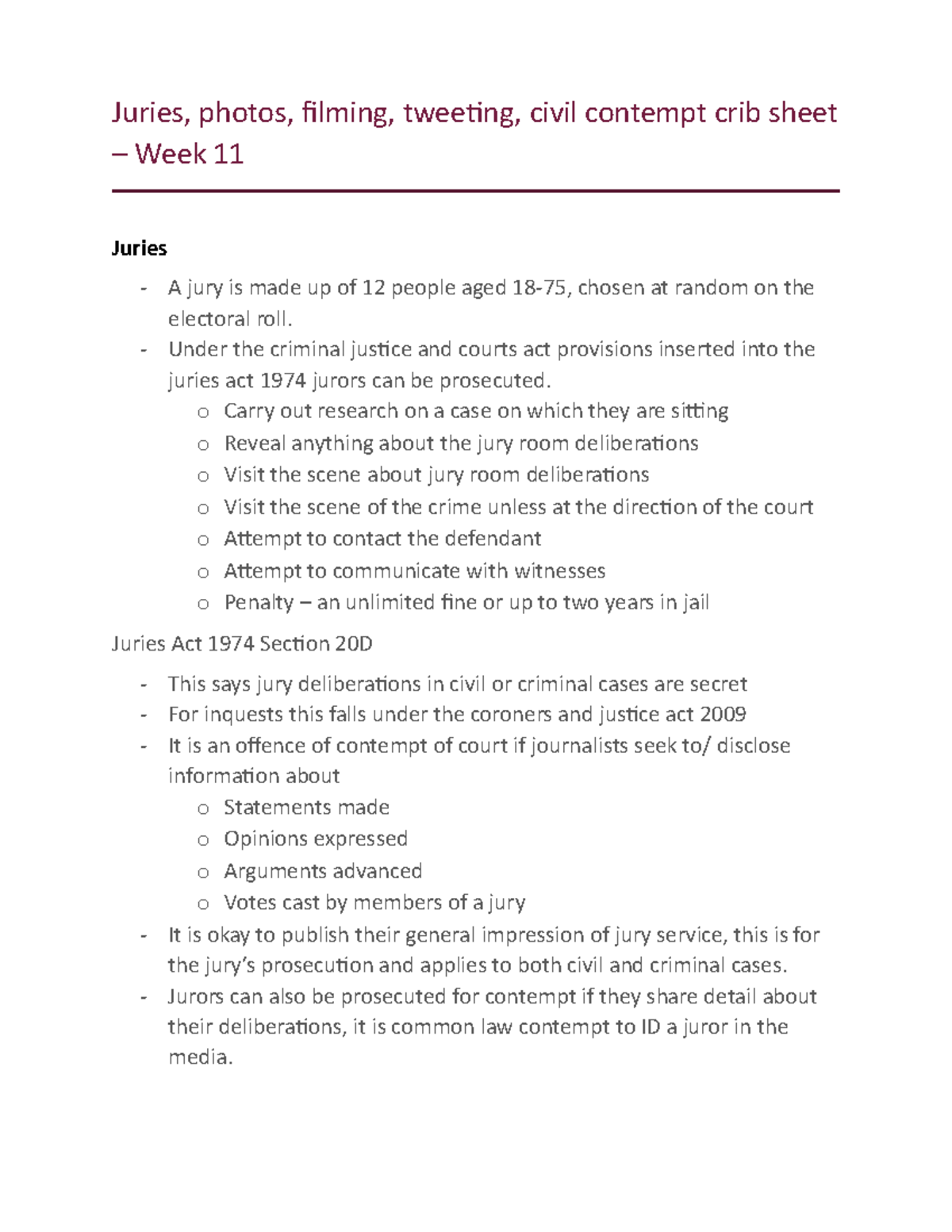 Juries, photos, filming, tweeting, civil contempt crib sheet - Under ...