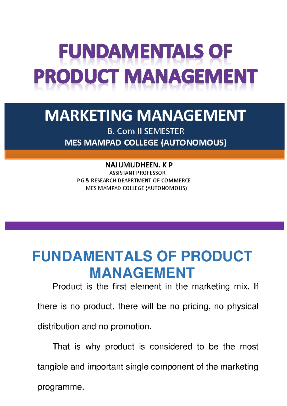 Fundamentals OF Product Management full file KPN - FUNDAMENTALS OF ...