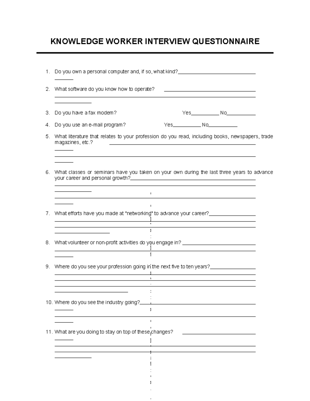 Module 2.1.9 - Knowledged Employee Interview Questionnaire - KNOWLEDGE ...