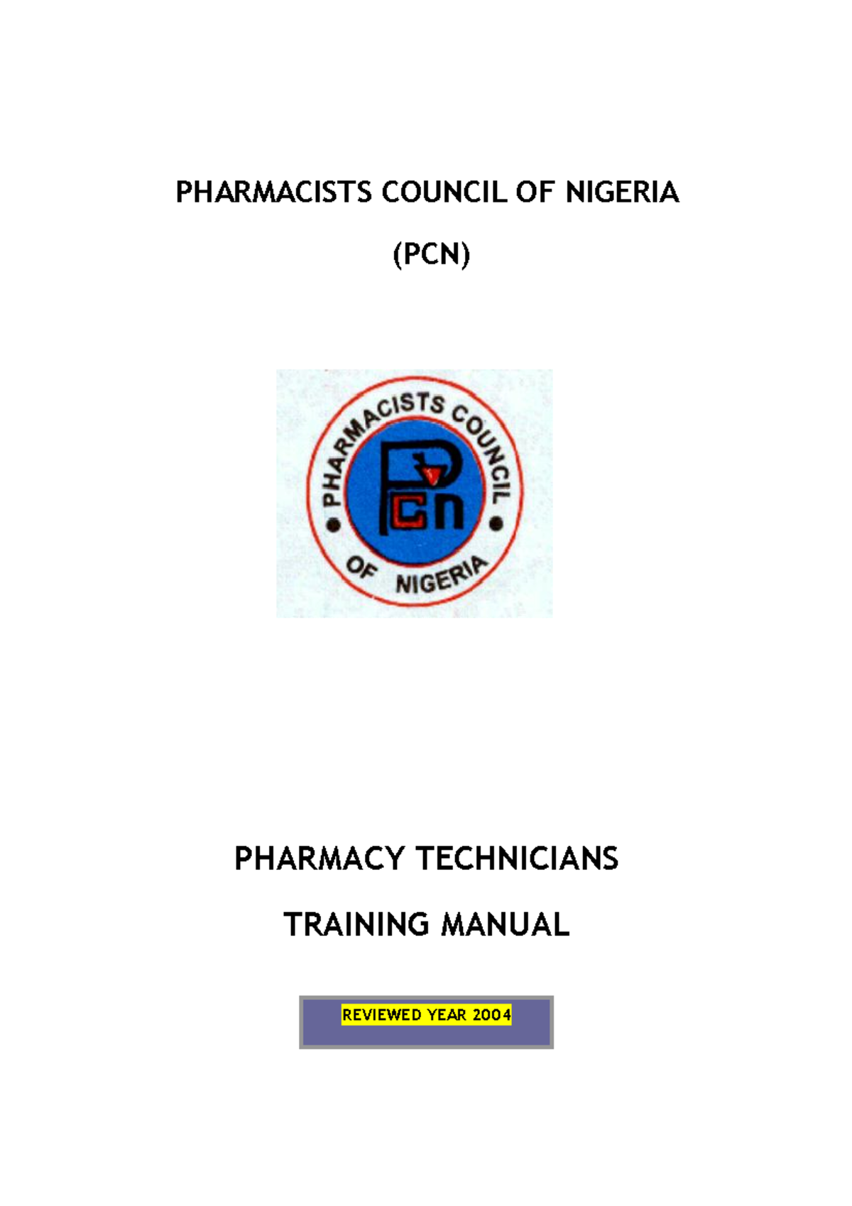 Technician manual - Curriculum out line - PHARMACISTS COUNCIL OF ...
