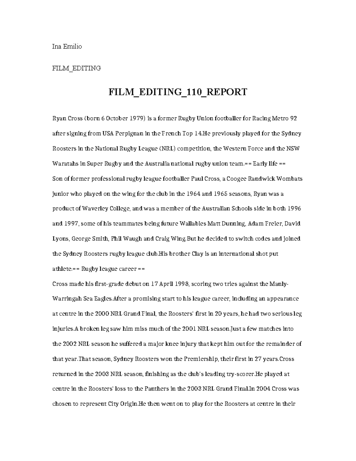 FILM Editing 110 Report - Ina Emilio FILM_EDITING FILM_EDITING_110 ...