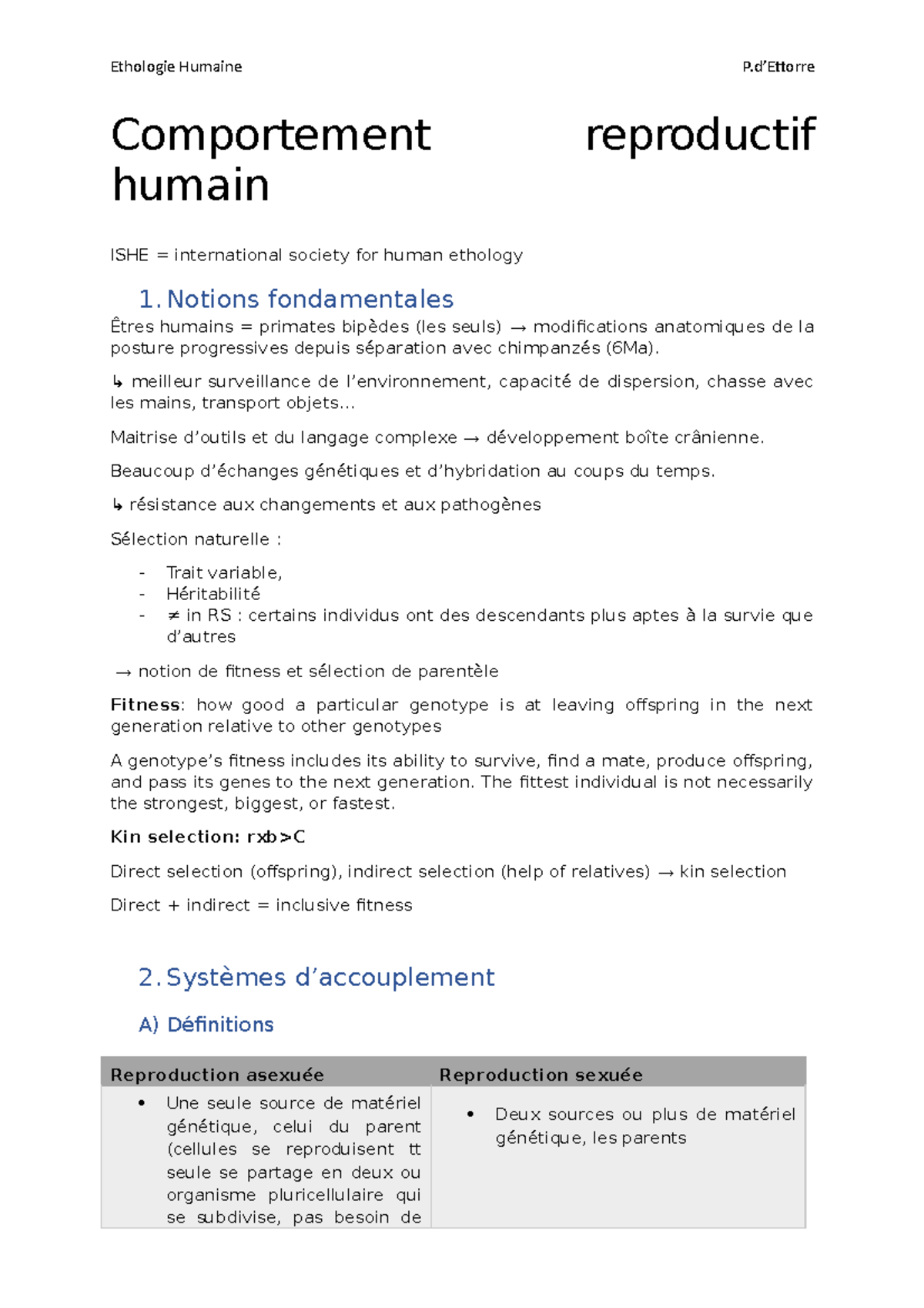 Comportement reproductif humain - Comportement reproductif humain ISHE ...