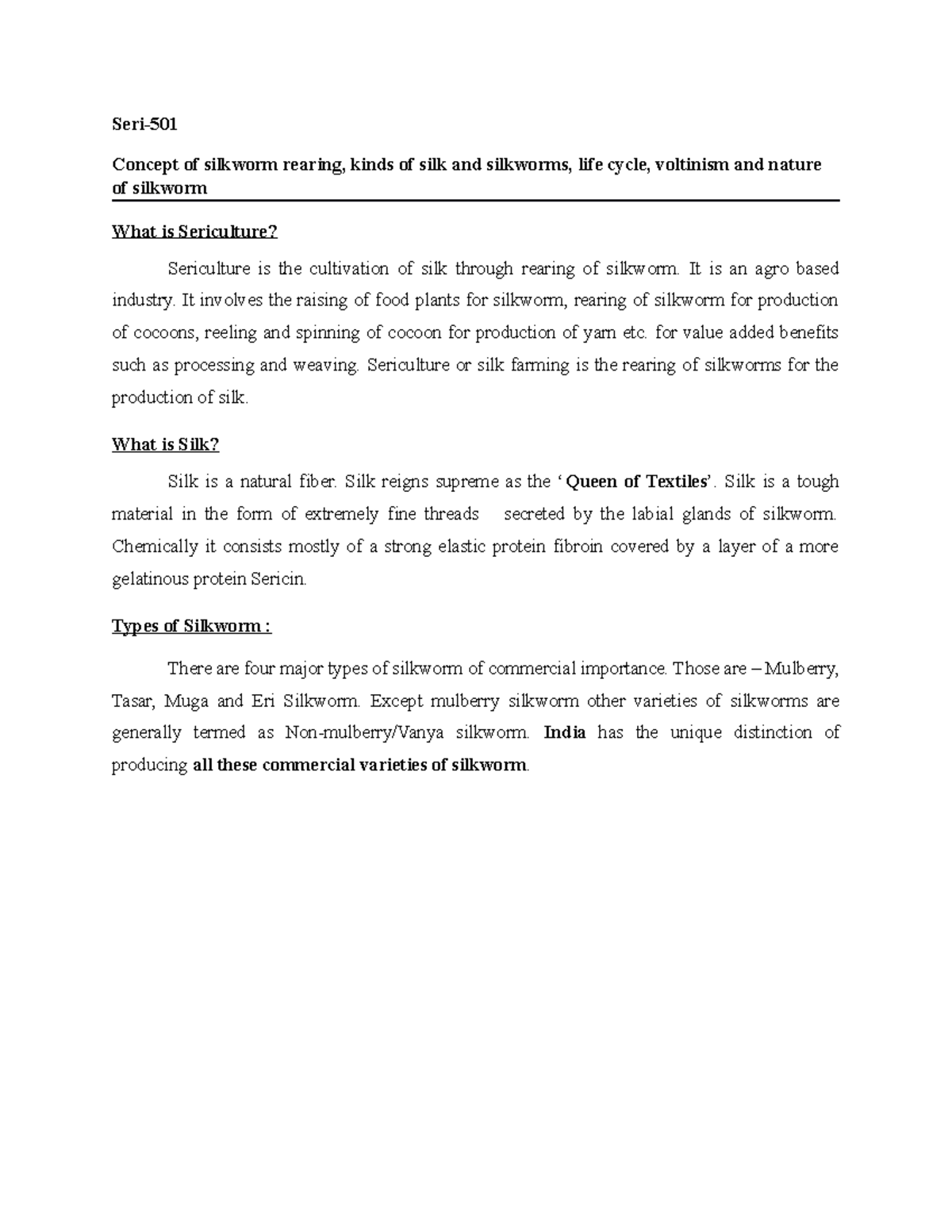Concept of silkworm rearing - Seri- Concept of silkworm rearing, kinds ...
