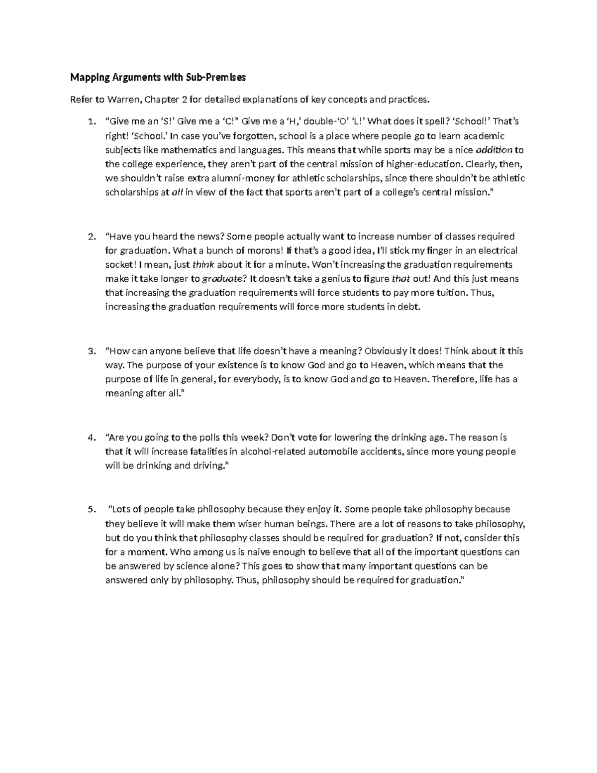 Mapping Arguments with Sub-Premises - 1. “Give me an ‘S!’ Give me a ‘C ...