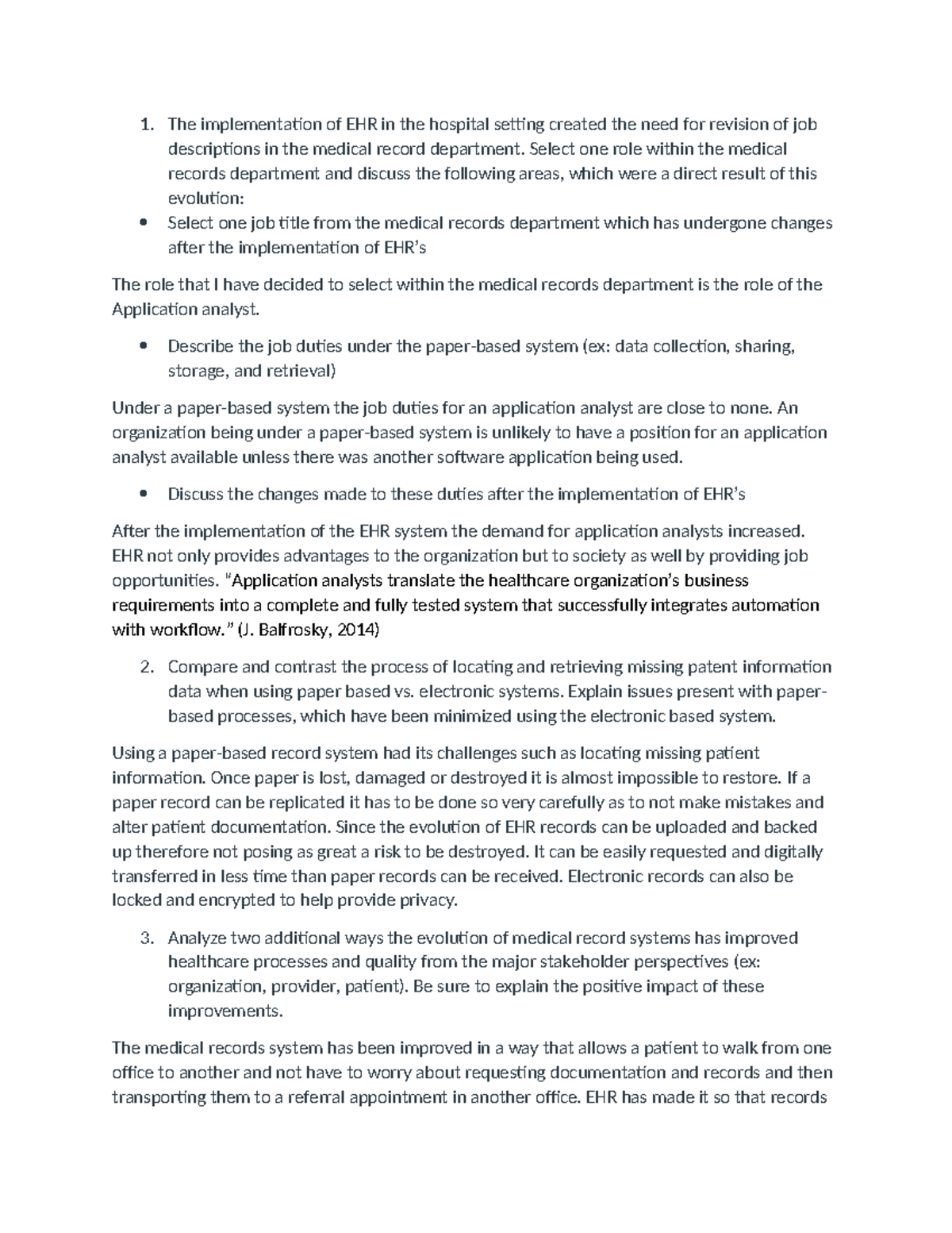 Assnmt 1 hca - assignment - The implementation of EHR in the hospital ...