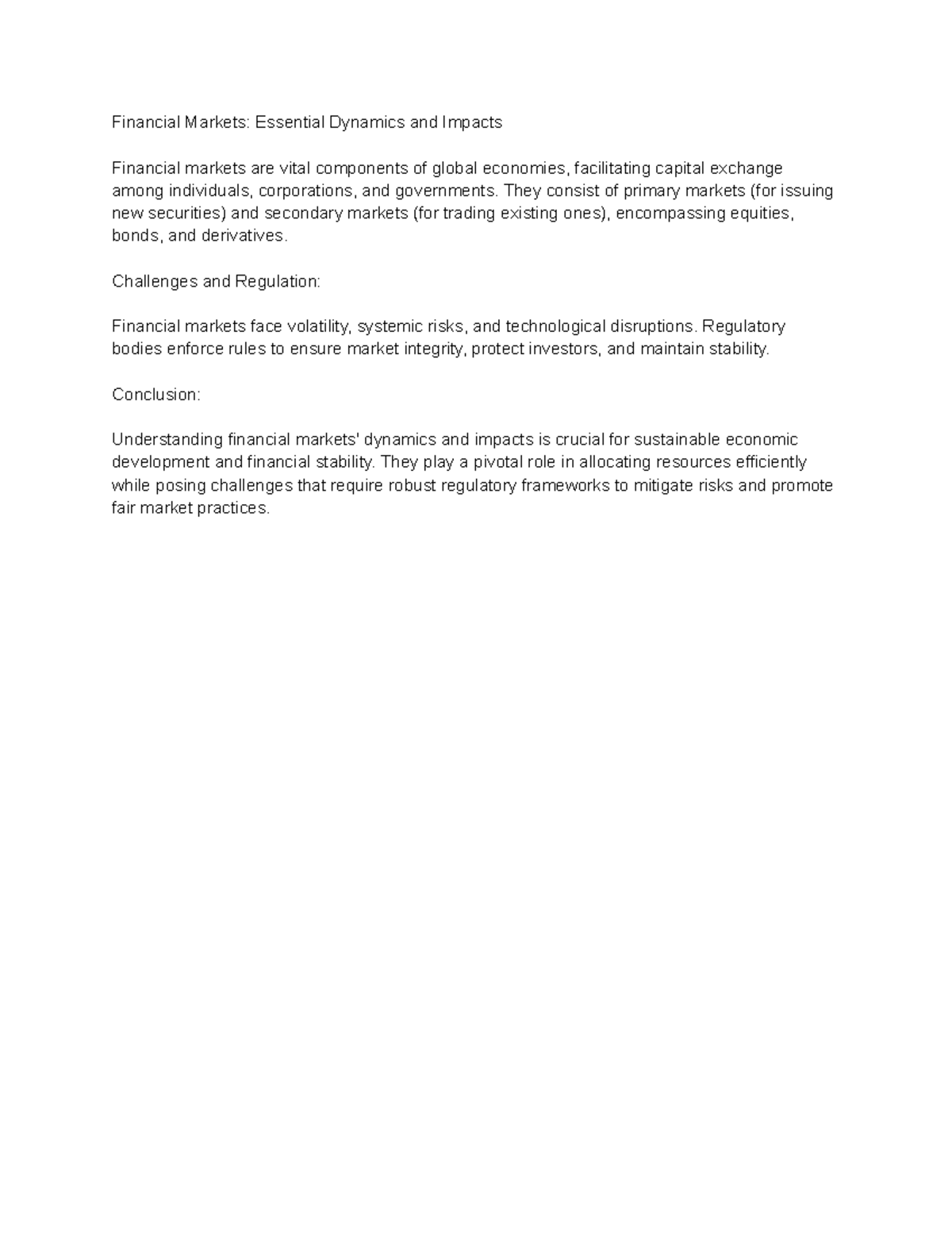 Finmar - Financial Markets: Essential Dynamics and Impacts Financial ...