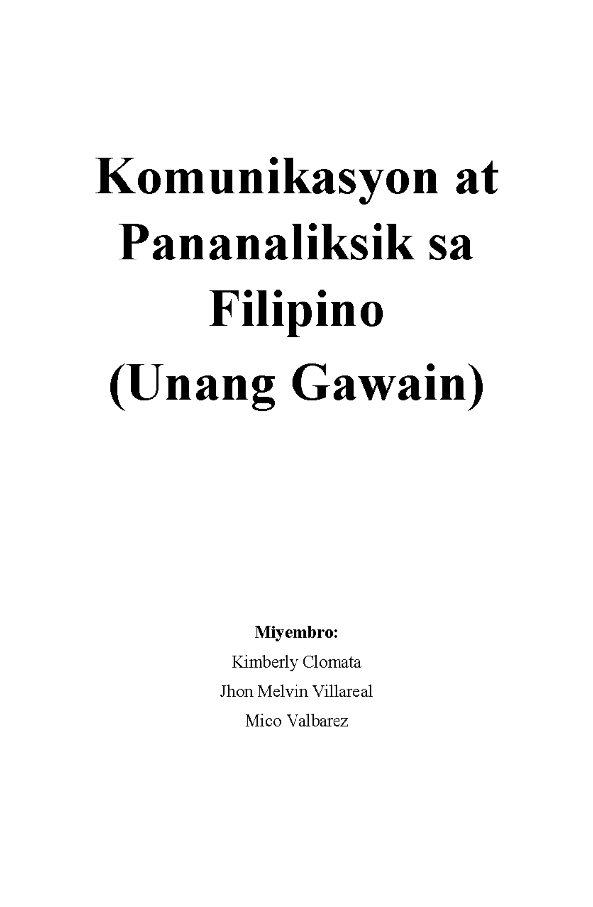 Komunikasyon at Pananaliksik sa Filipino - Documentation and ...