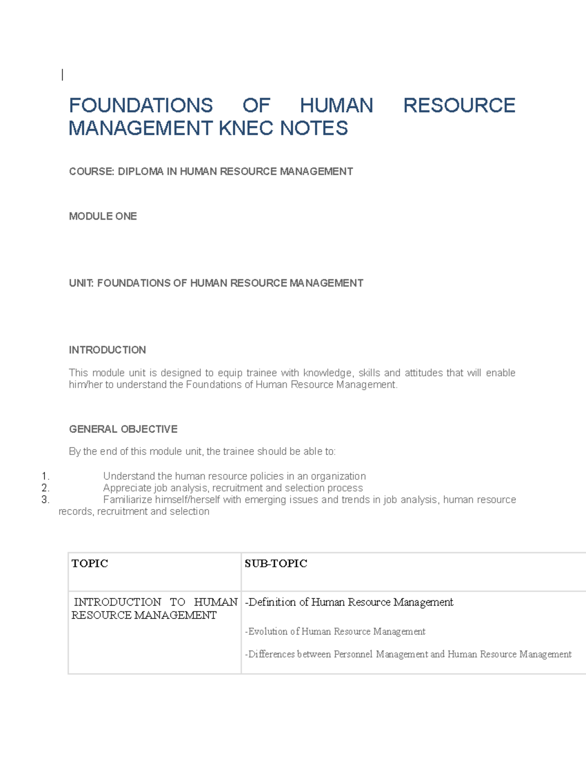 Foundations OF Human Resource Management KNEC Notes FOUNDATIONS OF foundations-of-human-resource-management-knec-notes-foundations-of