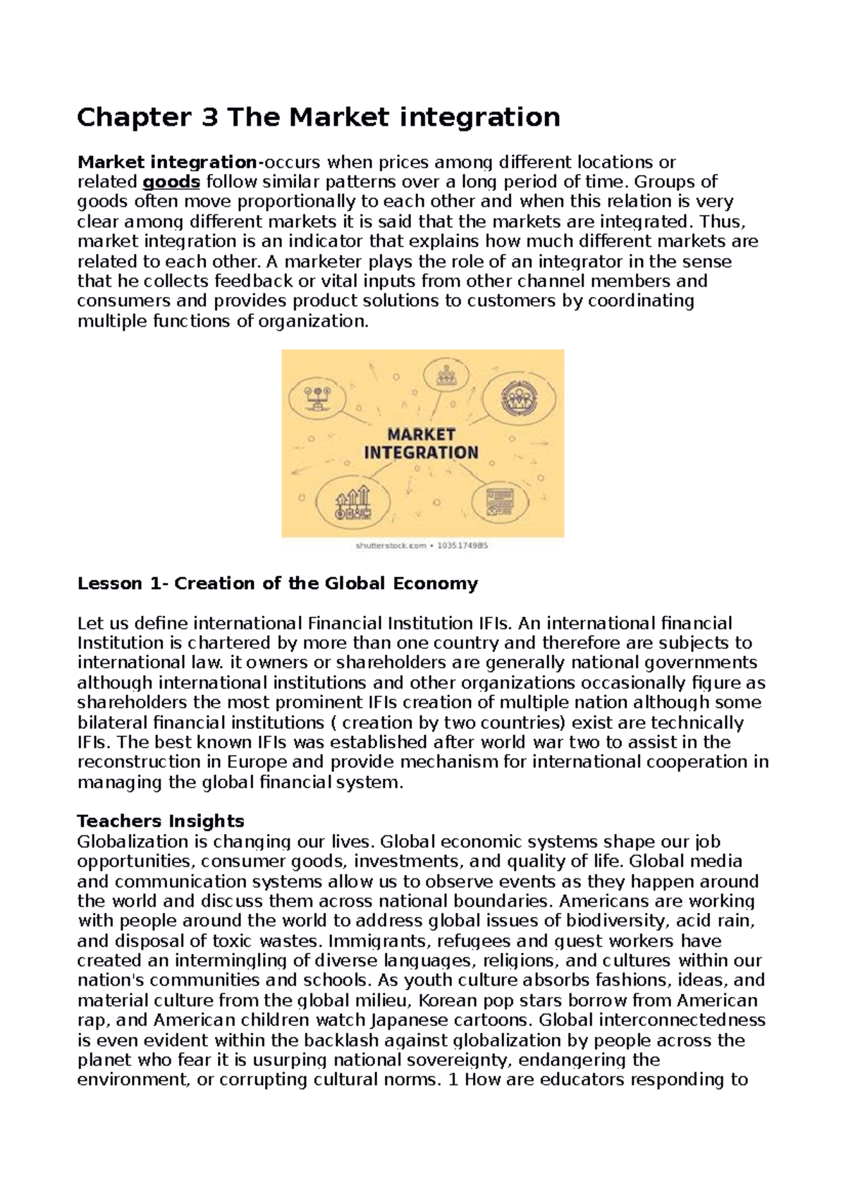 Chapter 3 The Market integration - Chapter 3 The Market integration ...