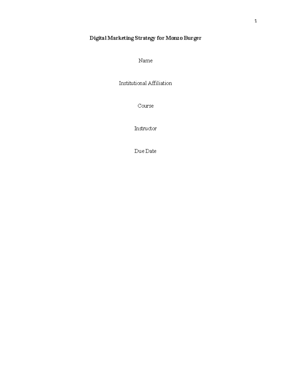 Digital Marketing Strategy for Monzo Burger - Digital Marketing ...