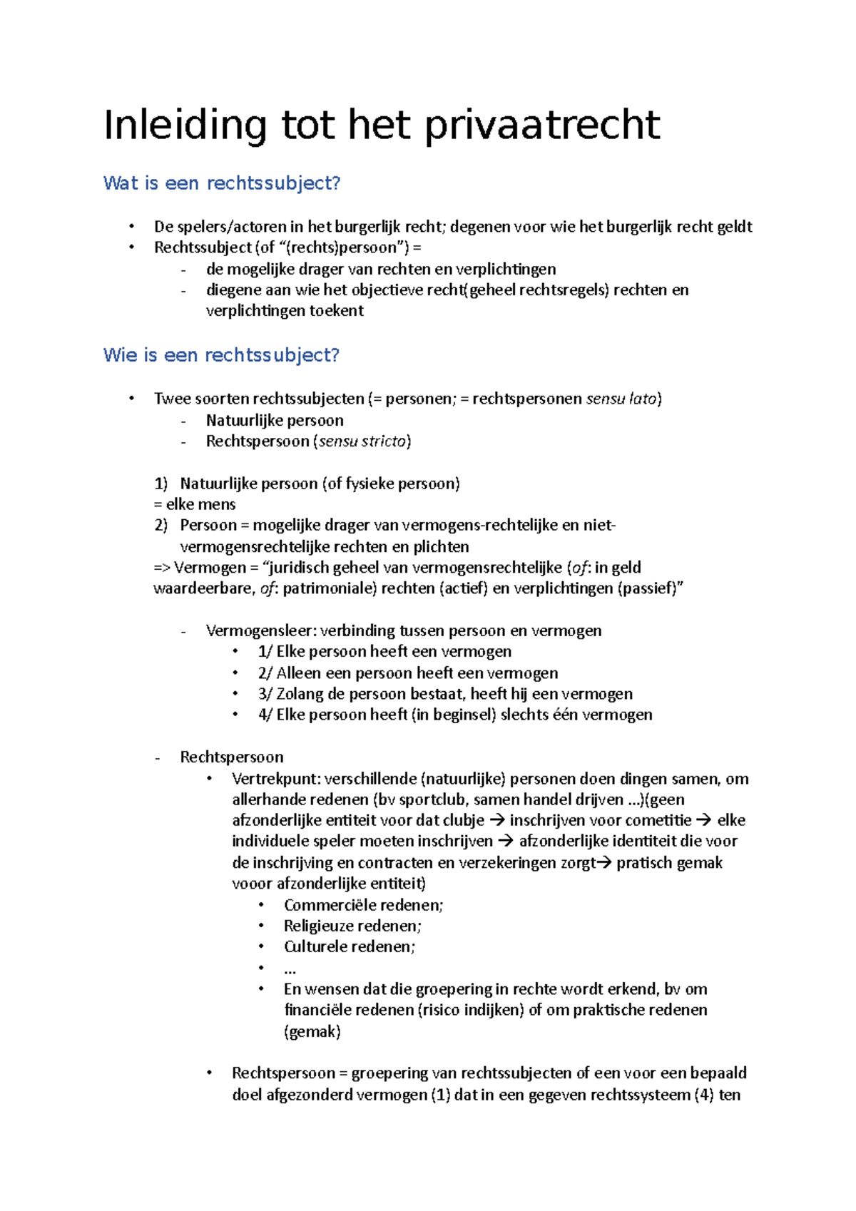 Inleiding tot het privaatrecht les 2 - Inleiding tot het privaatrecht ...