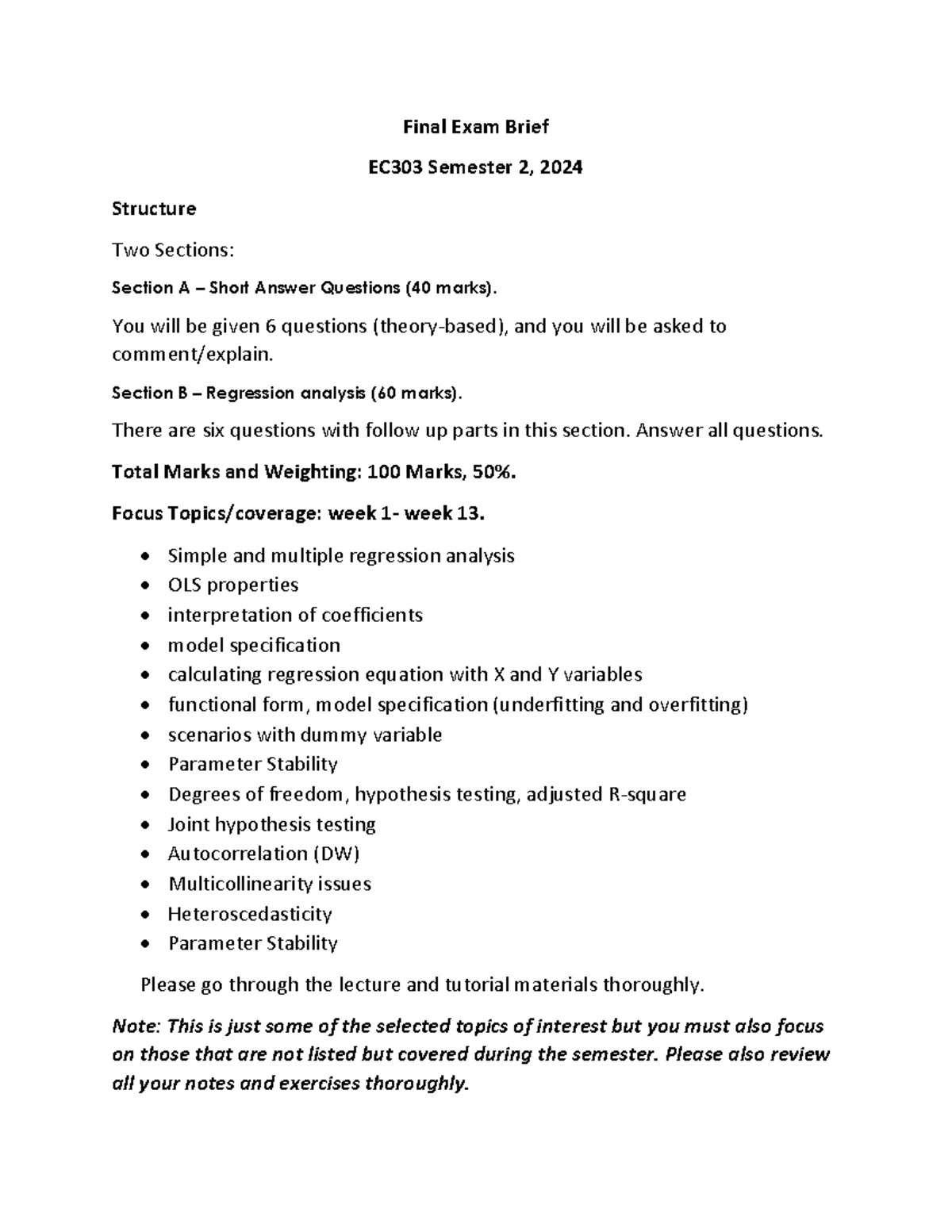 EC303 Final Exam Brief - This may help - Final Exam Brief EC 3 03 ...