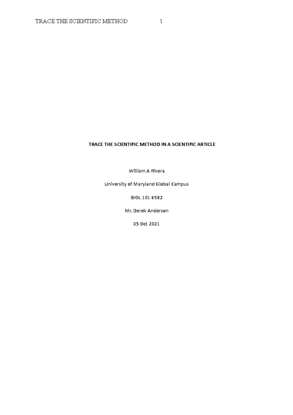 Sceintific method paper - TRACE THE SCIENTIFIC METHOD IN A SCIENTIFIC ...