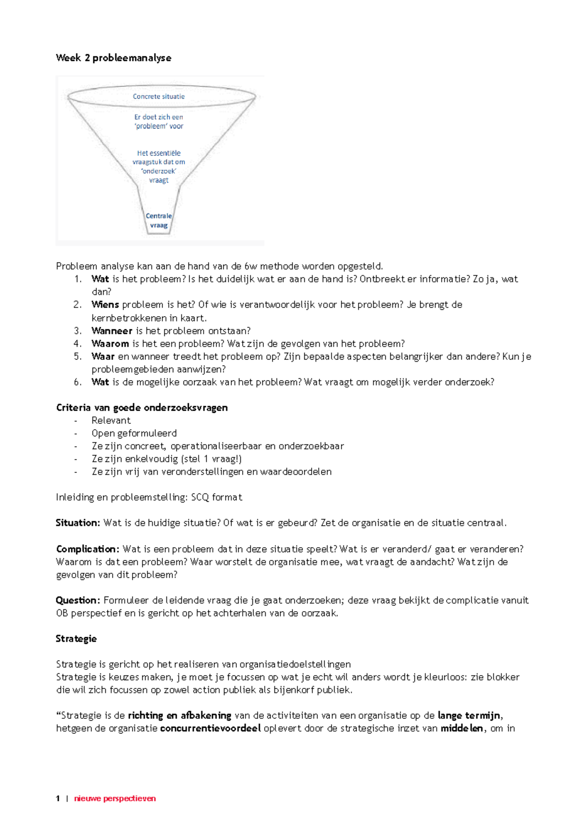 Aantekening OBPJ week 2 - Week 2 probleemanalyse Probleem analyse kan ...