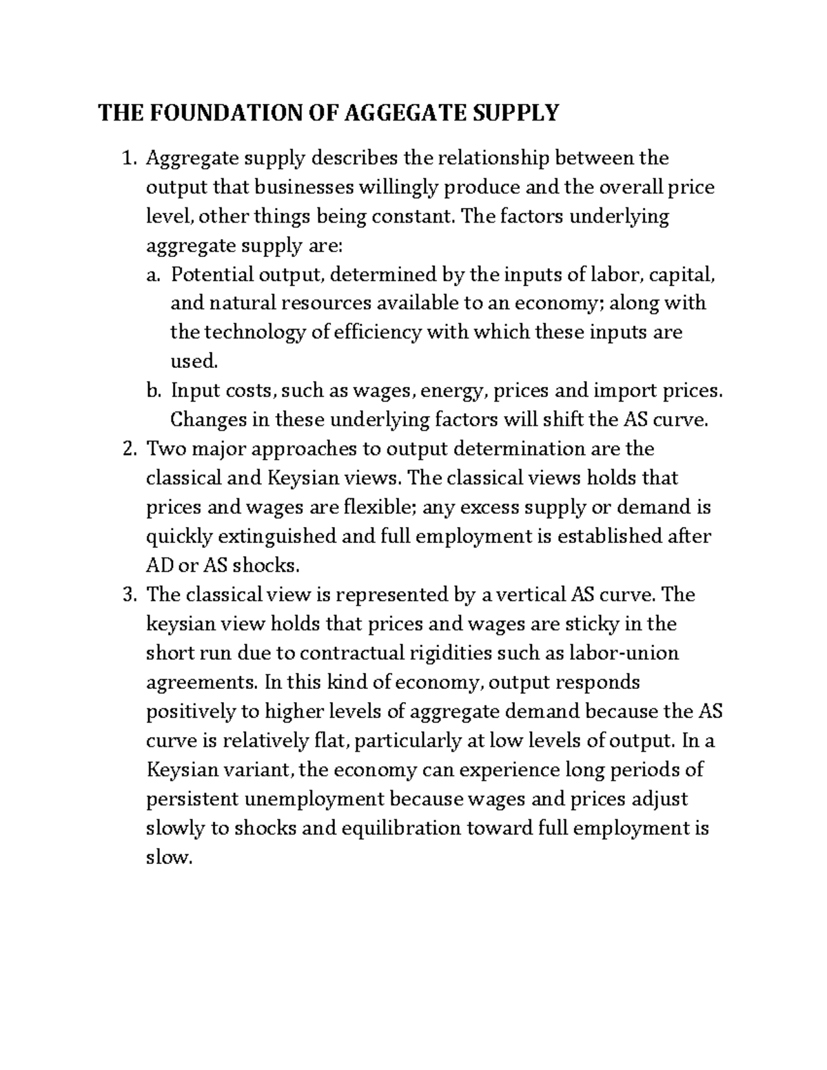The Foundation OF Aggregate Supply - THE FOUNDATION OF AGGEGATE SUPPLY ...
