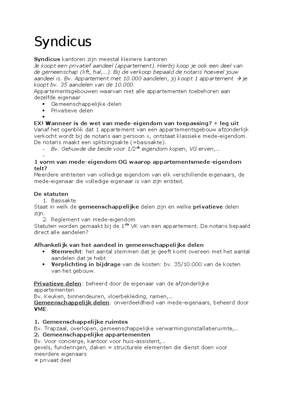 Syndicus samenvatting - Syndicus Syndicus kantoren zijn meestal ...
