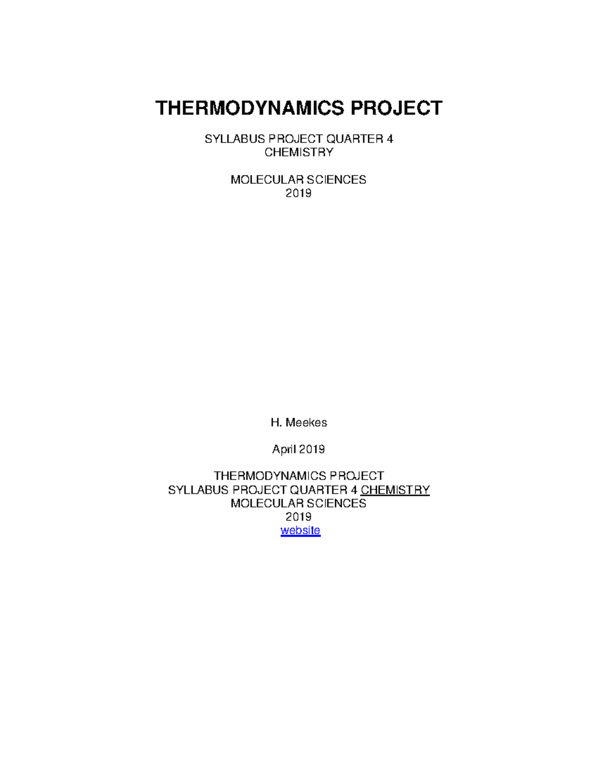 Syllabus therm proj eng - THERMODYNAMICS PROJECT SYLLABUS PROJECT ...