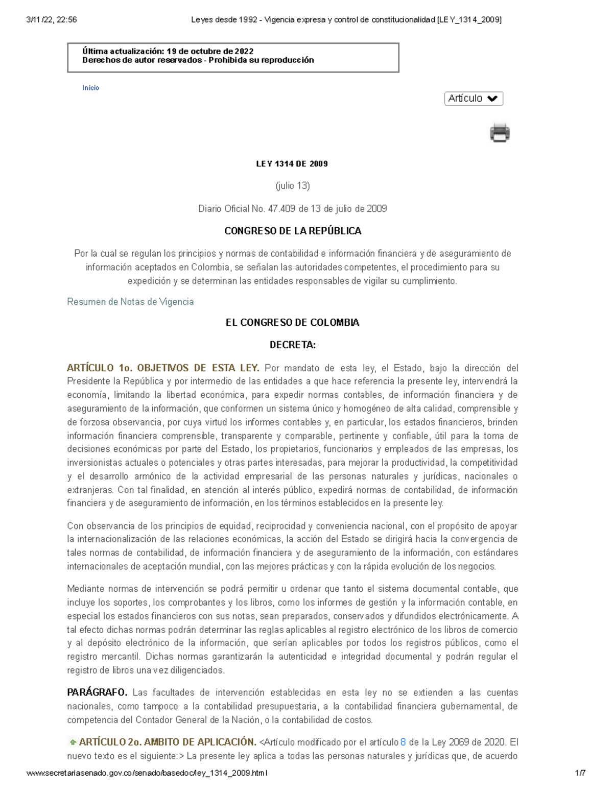 LEY 1314 2009 ] - gffffff - Última actualización: 19 de octubre de 2022 ...