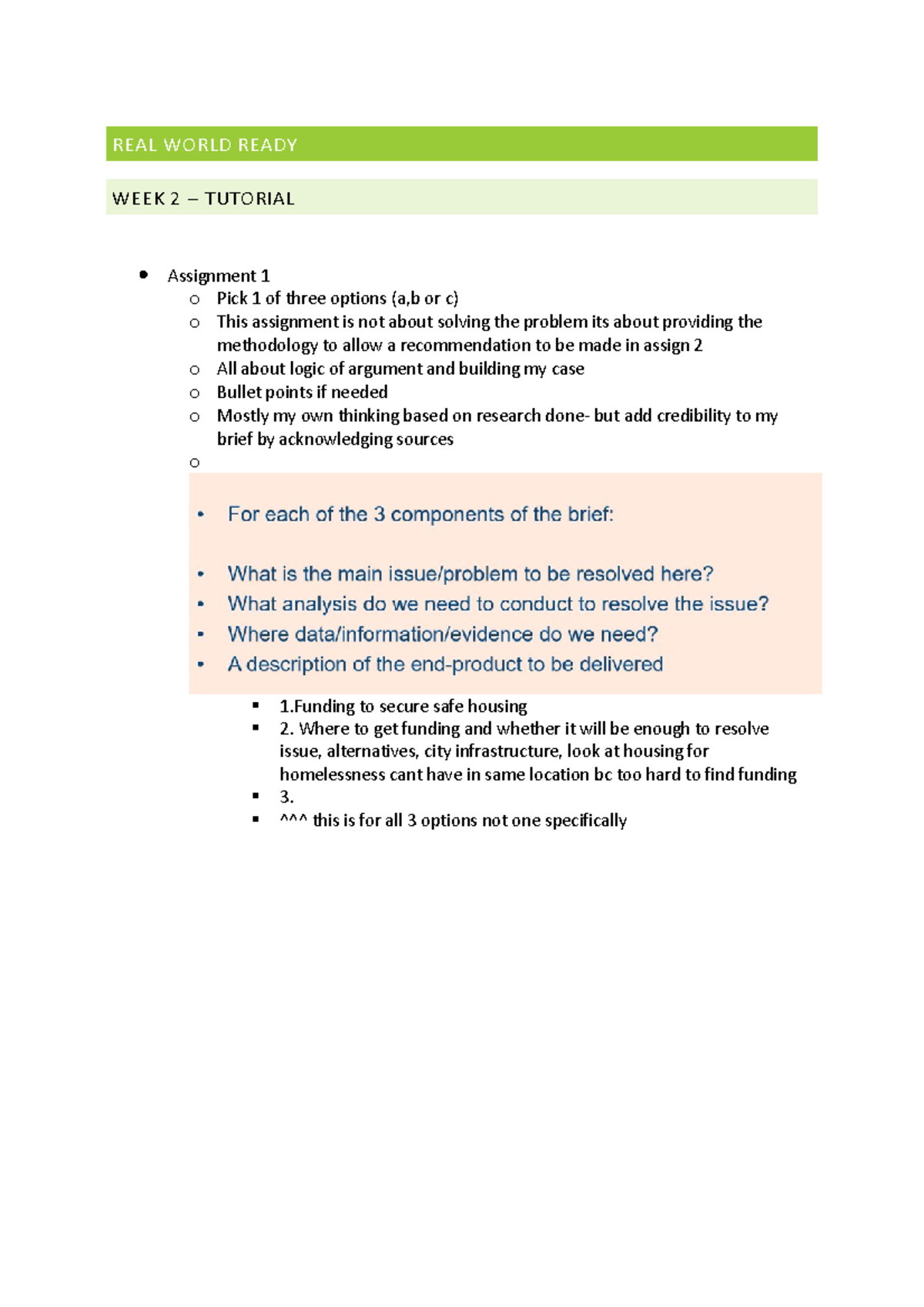 RWR Notes - AWSDF - REAL WORLD READY WEEK 2 – TUTORIAL Assignment 1 o ...