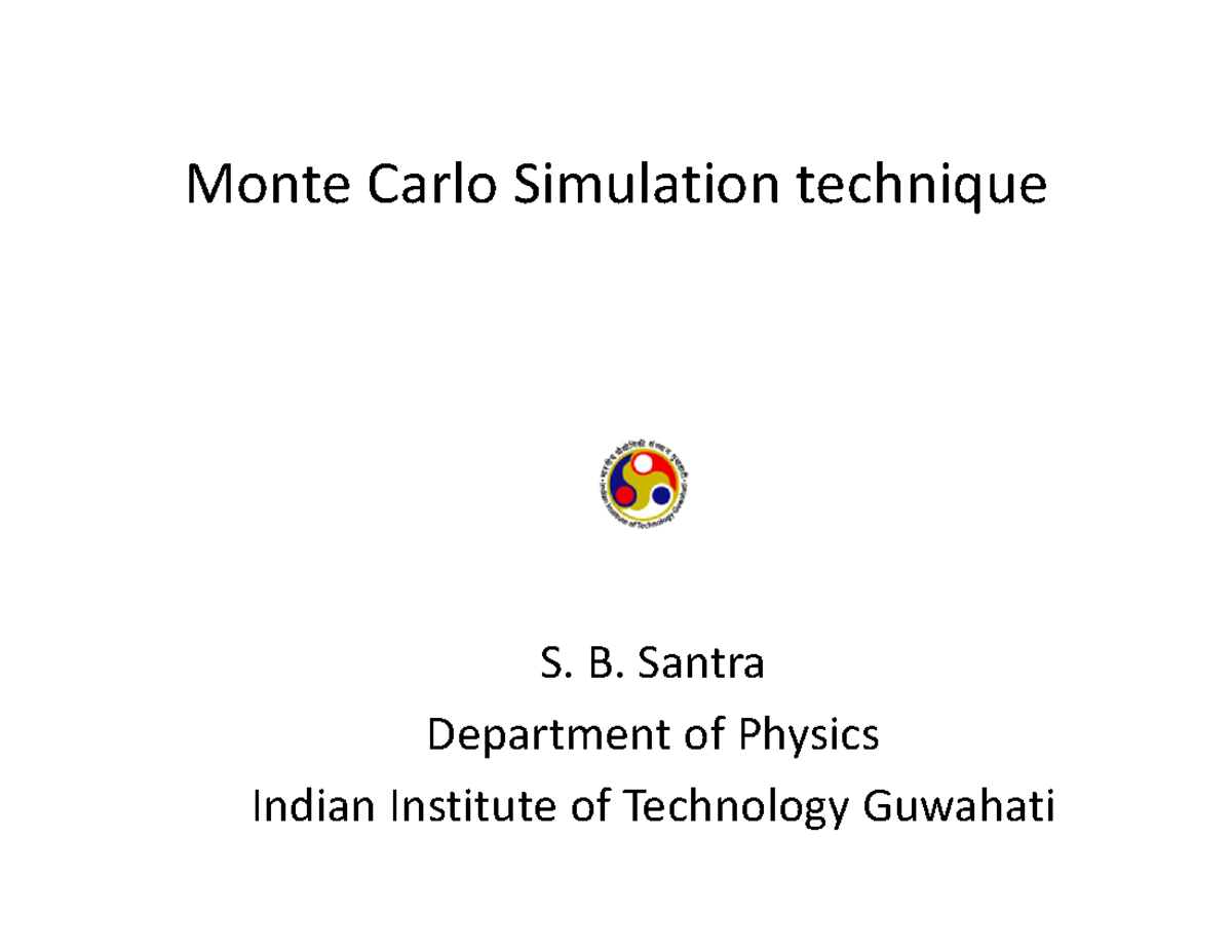 Simulation - questions - Monte Carlo Simulation technique S. B. Santra ...