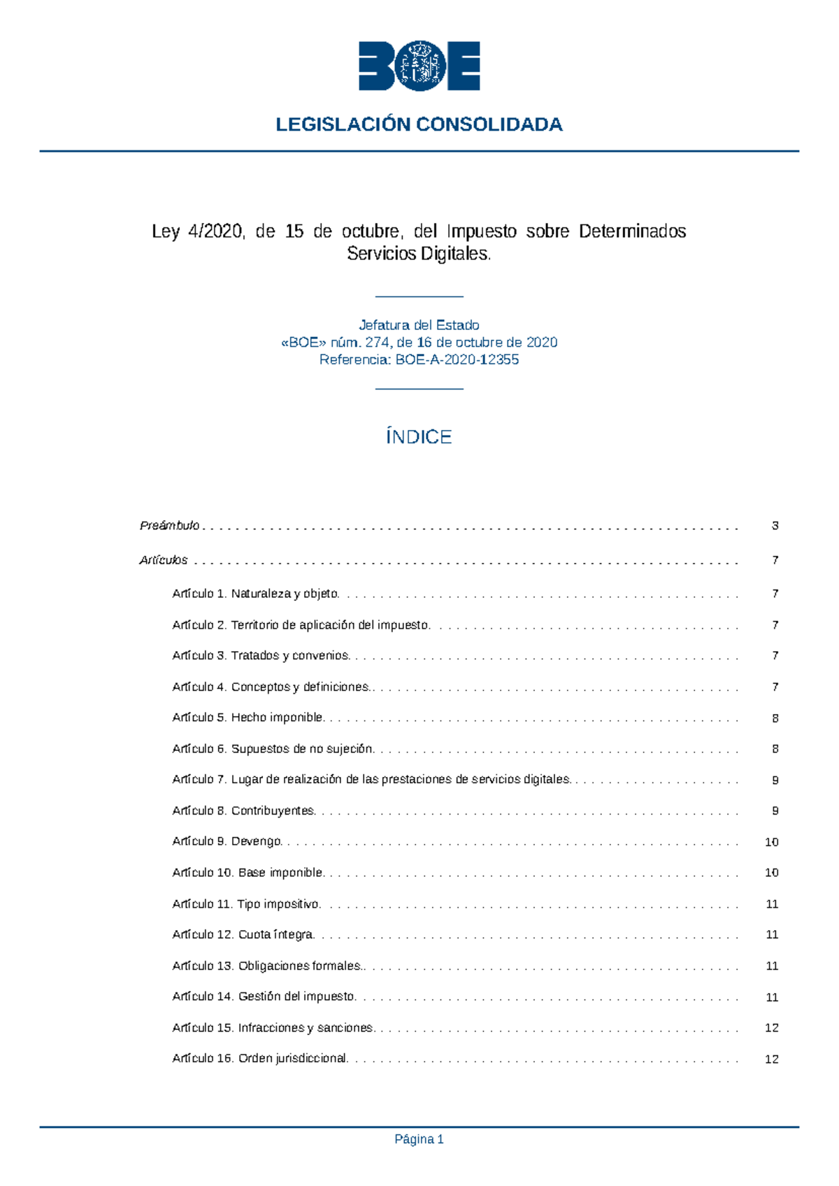 Ley 4-2020, de 15 de octubre, del Impuesto sobre Determinados ...