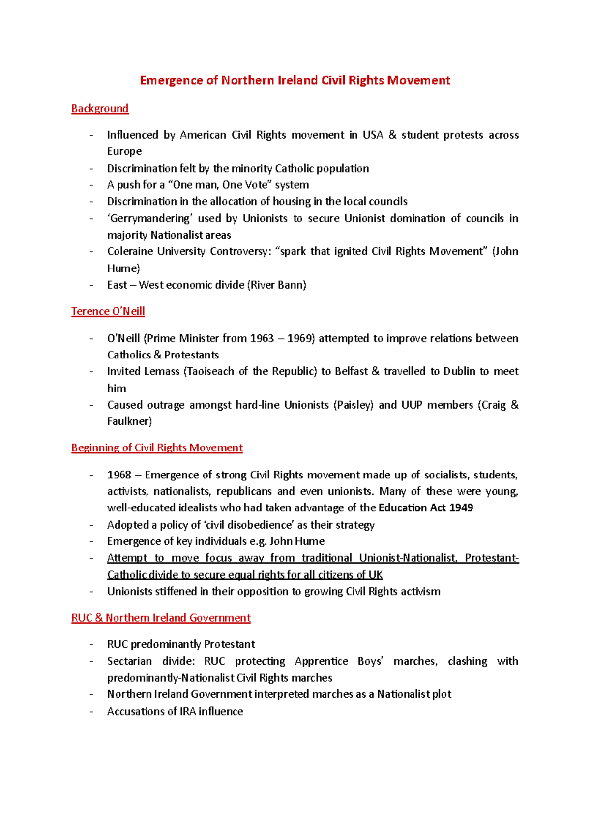 Emergence of Northern Ireland Civil Rights Movement - Emergence of ...