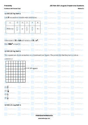 Vedantu Advanced Probability Important Questions - PROBABILITY Single ...
