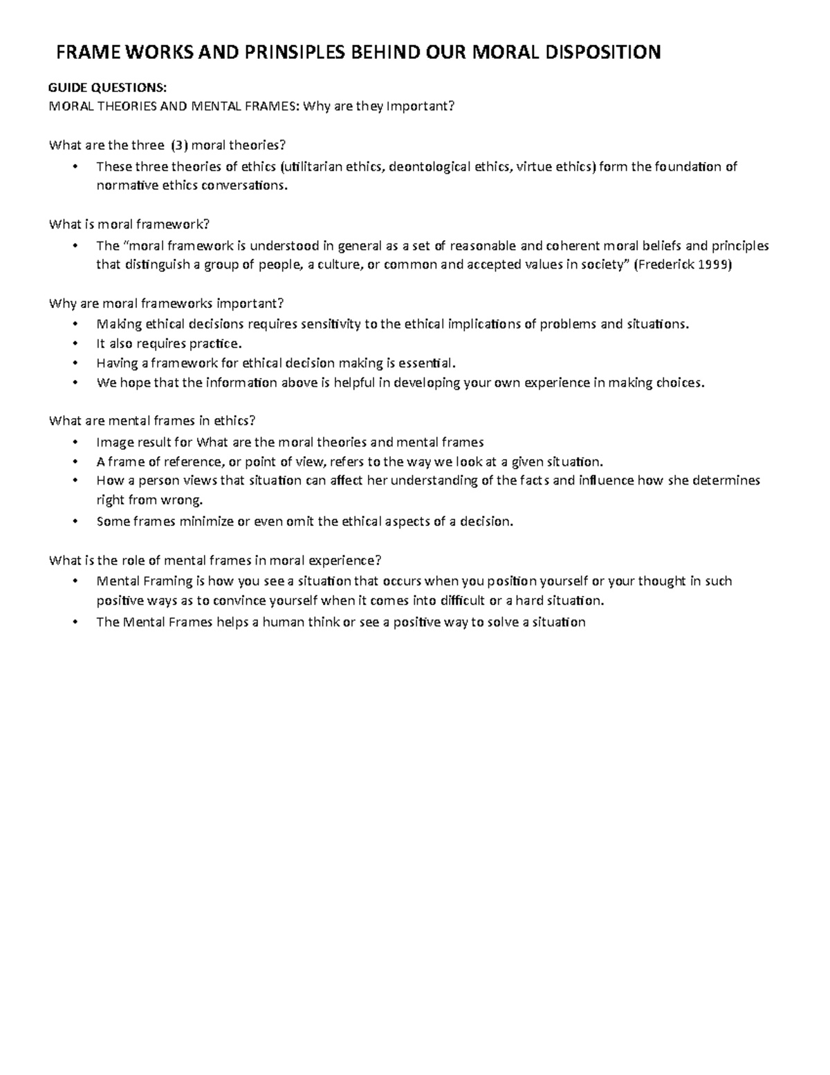 Frame Works And Principles Behind Our Moral Disposition - FRAME WORKS ...