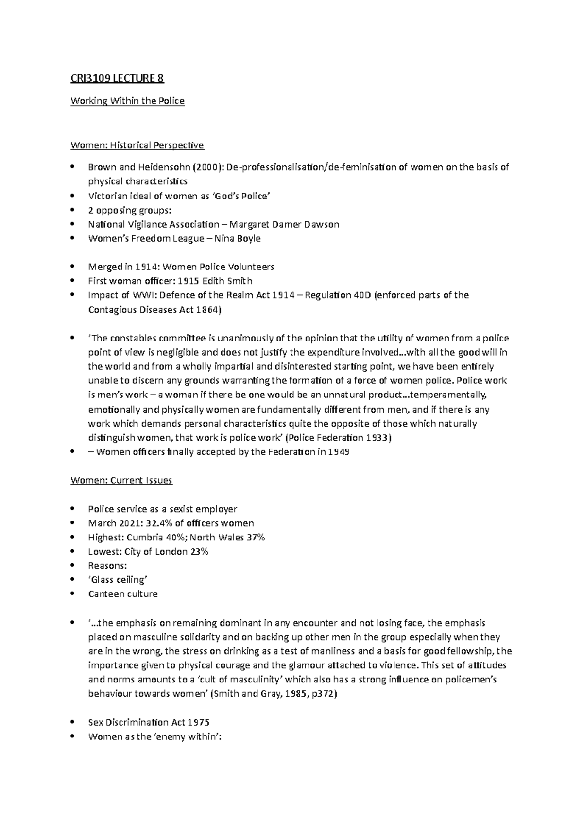 CRI3109 Lecture 8 - Clare Kinsella - CRI3109 - EdgeHill - Studocu